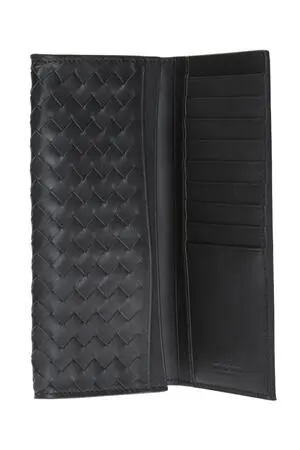 Bottega Veneta Dark Gray Intrecciato Pattern Wallet