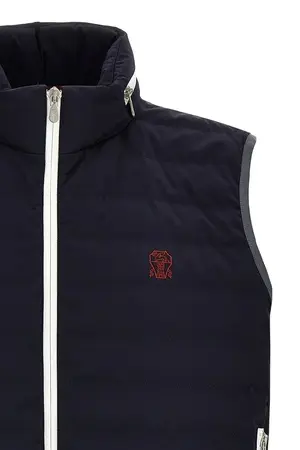 Brunello Cucinelli Quilted Puffer Gilet - Navy Blue