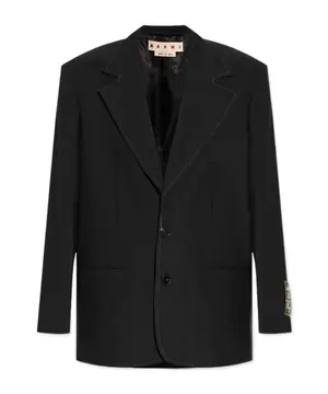 Marni Logo Patch Single-breasted Blazer - Black