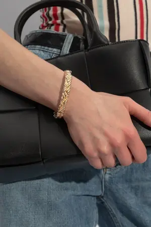 Bottega Veneta Intreccio Thin Cuff Bracelet