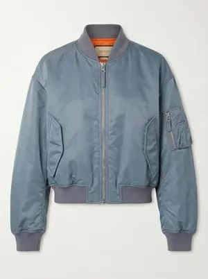 Gucci Logo Printed Zipped Bomber Jacket - Gray
