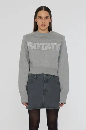 ROTATE BY BIRGER CHRISTENSEN Crystal Logo Mélange Jumper