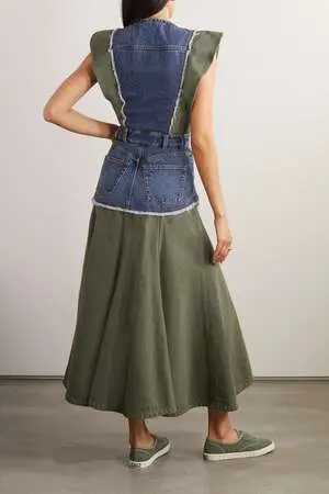 Chloé Paneled Denim Midi Dress