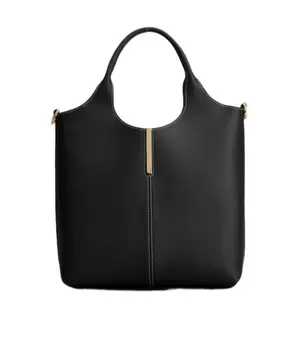 TOD'S Logo Engraved Small Shopper Bag - Black
