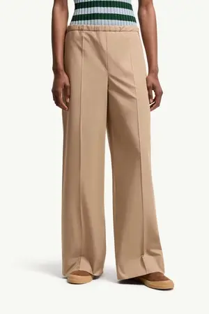 Moncler Logo Patch Straight-leg Cotton Poplin Trousers - Beige
