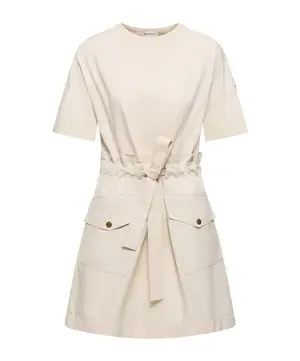 Moncler Moncler Belted T-Shirt Dress White Ivory