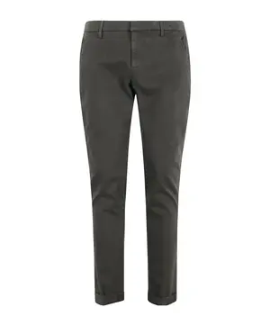 DONDUP Belt-lined Casual Trousers With Patch Pockets - Black