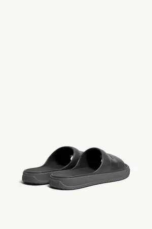 Moncler Padded Logo Slides - Black