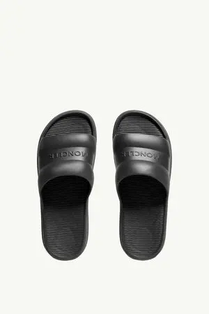 Moncler Padded Logo Slides - Black