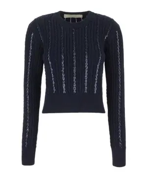 GOLDEN GOOSE Sequin Embellished Cable-knit Jumper - Black