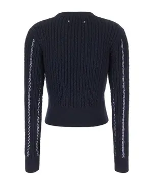 GOLDEN GOOSE Sequin Embellished Cable-knit Jumper - Black