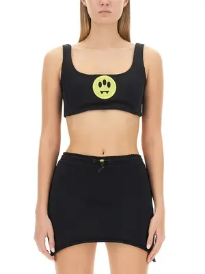 BARROW Smiley Face Sleeveless Cropped Top