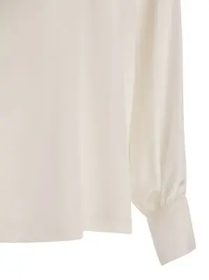 Fabiana Filippi Long-sleeve High-neck Satin Blouse
