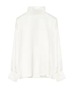 Fabiana Filippi Long-sleeve High-neck Satin Blouse