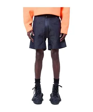 WALTER VAN BEIRENDONCK Embossed Logo Denim Shorts