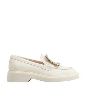 ROGER VIVIER Viv' Rangers" Leather Loafers With Metal Buckle - Cream