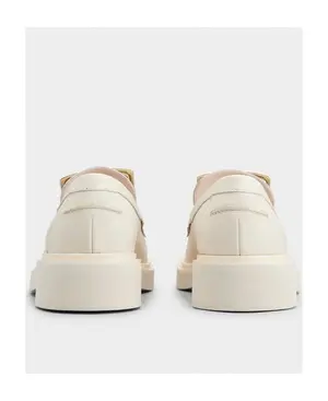 ROGER VIVIER Viv' Rangers" Leather Loafers With Metal Buckle - Cream