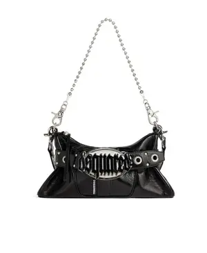 Dsquared2 Gothic Logo Plaque Shoulder Bag - Black