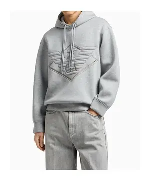 Emporio Armani Logo Embroidered Oversized Hoodie