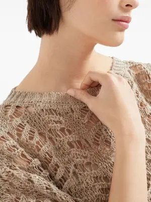 Brunello Cucinelli Openwork Knitted Crewneck Jumper