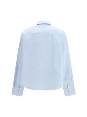 AMI Paris Cropped Button-down Shirt With De Coeur Embossing