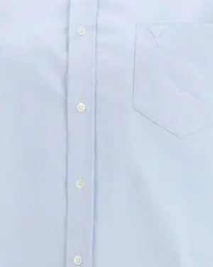 AMI Paris Cropped Button-down Shirt With De Coeur Embossing