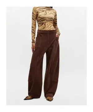 GANNI Logo Patch Corduroy Pants
