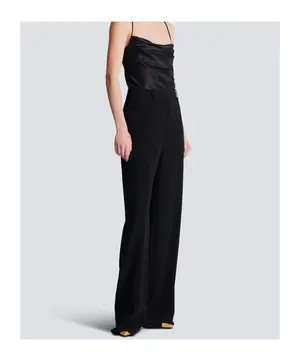 Balmain Crepe Tailored Straight-leg Trousers - Black