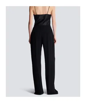 Balmain Crepe Tailored Straight-leg Trousers - Black