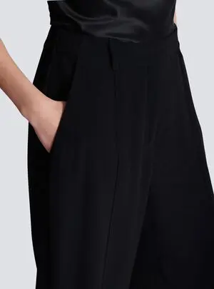 Balmain Crepe Tailored Straight-leg Trousers - Black