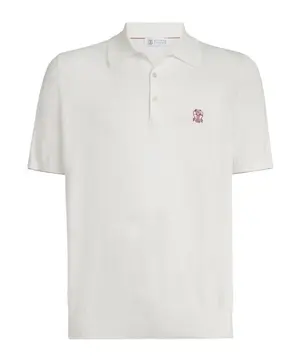 Brunello Cucinelli Logo Detailed Short-sleeved Polo Shirt - Beige