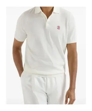 Brunello Cucinelli Logo Detailed Short-sleeved Polo Shirt - Beige