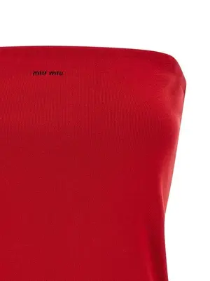 Miu Miu Cotton Knit Off-the-shoulder Tube Top - Red