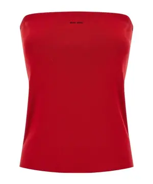 Miu Miu Cotton Knit Off-the-shoulder Tube Top - Red