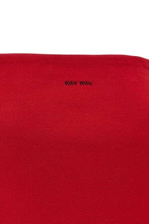 Miu Miu Cotton Knit Off-the-shoulder Tube Top - Red