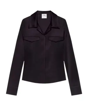 COURREGES Satin Lapel Collar Shirt - Black