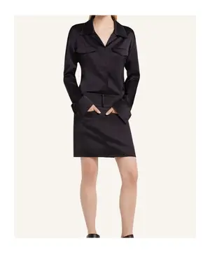 COURREGES Satin Lapel Collar Shirt - Black