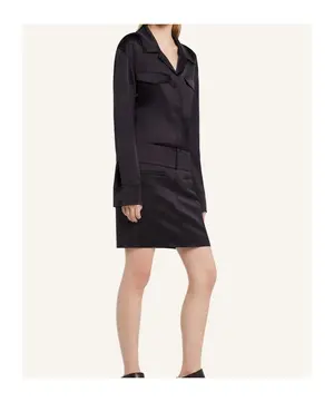 COURREGES Satin Lapel Collar Shirt - Black