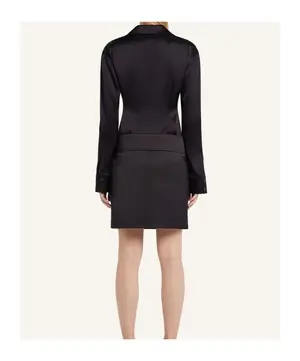 COURREGES Satin Lapel Collar Shirt - Black