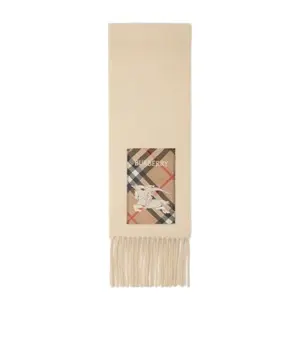 Burberry Burberry Check Label Fringed-Edge Scarf Nutmeg