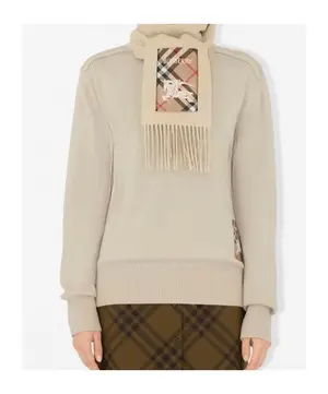 Burberry Check Label Fringed-edge Scarf - Nutmeg