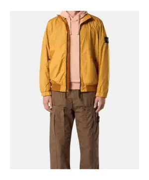 Stone Island Logo Patch Zip-up Bomber Jacket - Mustard