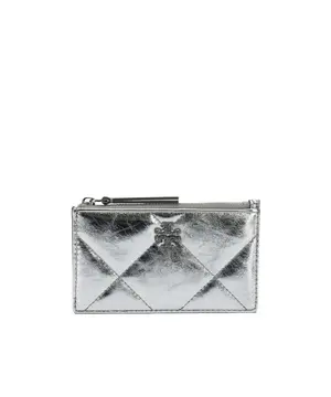 Tory Burch Quilted Zipped Cardholder - Silver