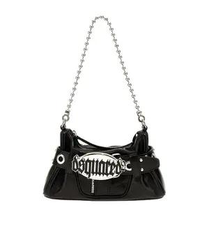 Dsquared2 Gothic Logo Plaque Belted Shoulder Bag - Black