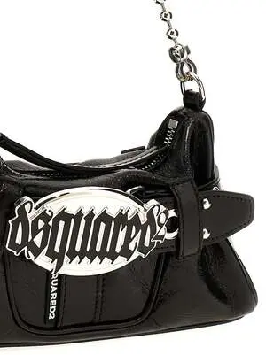 Dsquared2 Gothic Logo Plaque Belted Shoulder Bag - Black