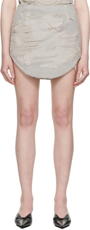 DIESEL® Distressed Denim Mini Skirt - Light Gray
