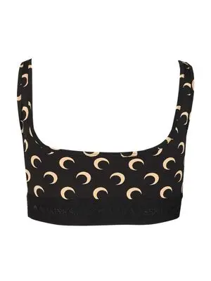 MARINE SERRE Moon Printed Jersey Sports Bra - Black