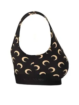 MARINE SERRE Moon Printed Jersey Sports Bra - Black