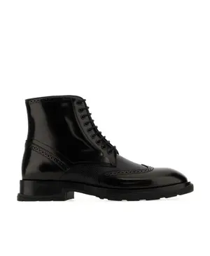 Alexander McQueen Low Block Heeled Lace-up Boots