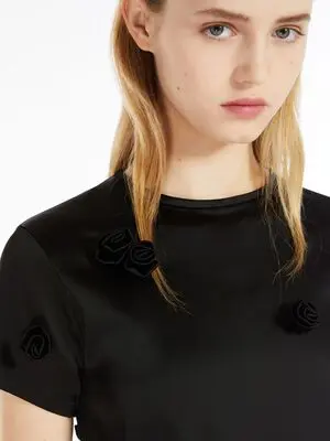Sportmax Floral Embellished Crewneck T-shirt - Black